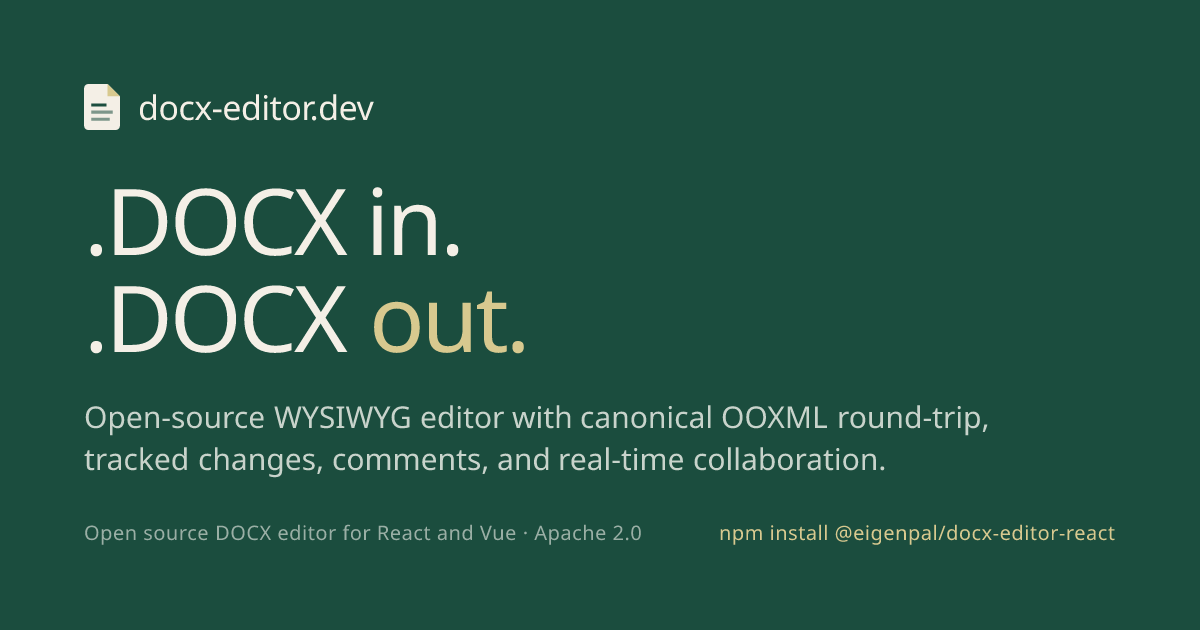 DOCX Editor — Open Source DOCX Editor for React